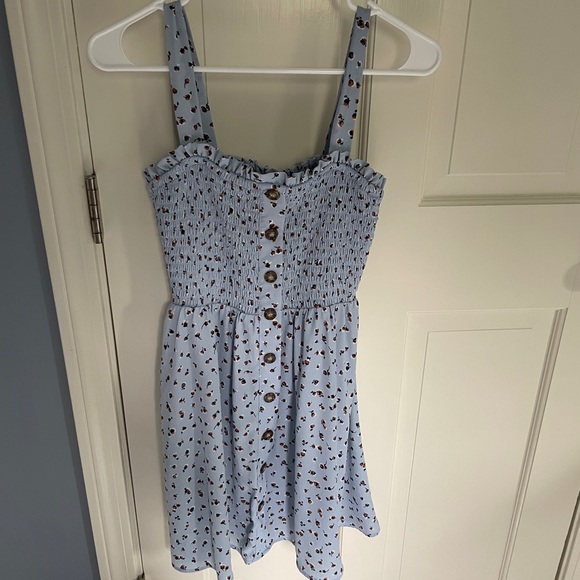 Sienna Sky | Dresses | Sienna Sky Blue Smocked Dress With Flower Print ...
